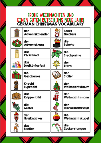 GERMAN CHRISTMAS VISUAL VOCABULARY LIST FREEBIE | Teaching Resources