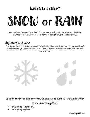 Winter Persuasive Writing (Snow or Rain Opinion Webquest) | Teaching ...