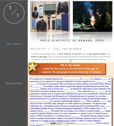 Price Elasticity of Demand WORKSHEET | Teaching Resources