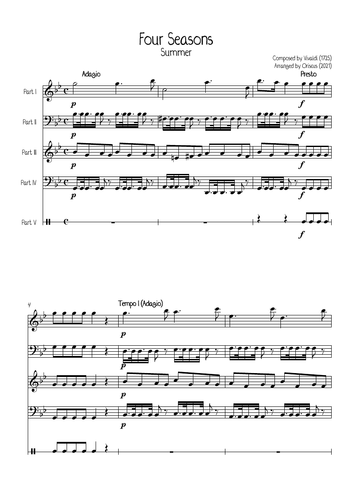 Vivaldi's Four Seasons 'Summer' Arrangement (Boomwhackers/Handbells ...