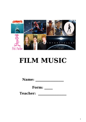 Film Music Booklet and activities KS3 | Teaching Resources