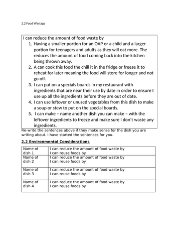 Catering coursework 2.1-2.4 | Teaching Resources