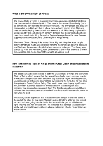 Macbeth Diving Right of Kings context information | Teaching Resources