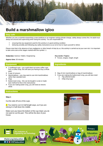 Build a marshmallow igloo | Teaching Resources