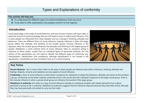 Psychology: Explanations for Conformity | Teaching Resources