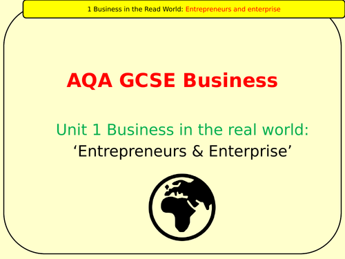 GCSE AQA Enterprise & Entrepreneurs - Complete lesson pack | Teaching ...