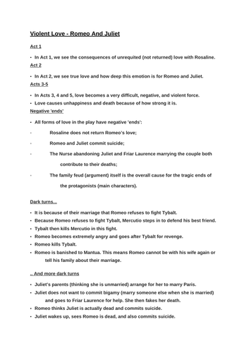 A* Romeo & Juliet Package Notes | Teaching Resources