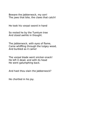 The Jabberwocky Literacy Planning | Teaching Resources
