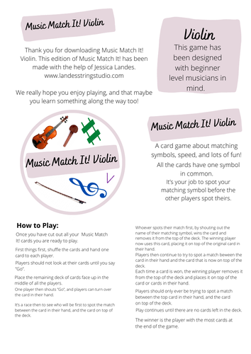 Music Match It Violin | Teaching Resources