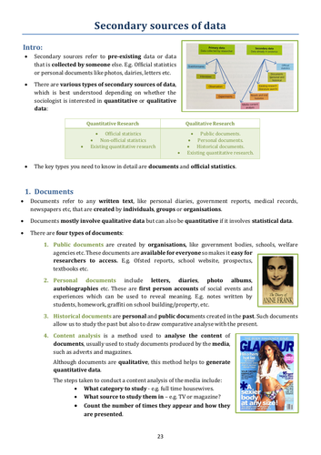 Secondary sources of data in Sociological research | Teaching Resources