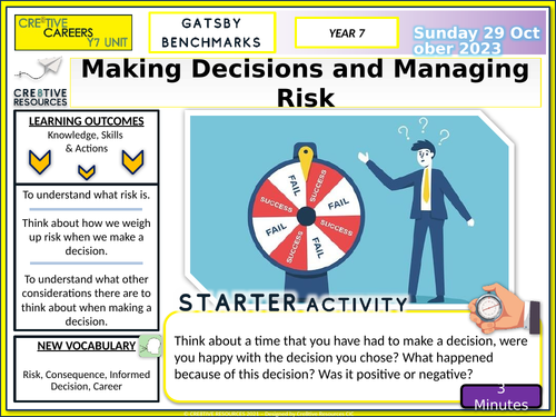 Making Decisions & Managing Risk Careers Lesson | Teaching Resources