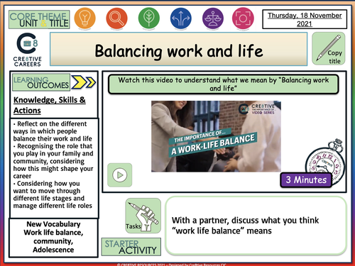 Balancing Work and Life Careers Lesson | Teaching Resources
