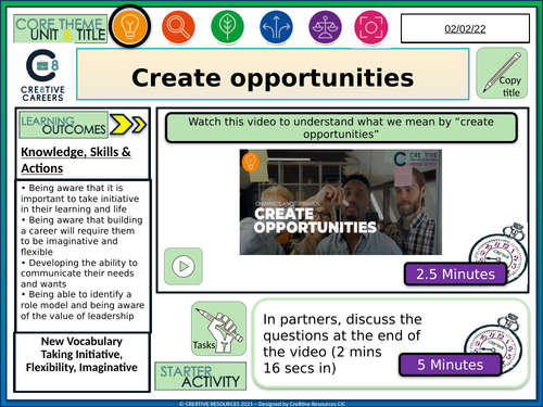 Careers Lesson - Create Opportunities | Teaching Resources