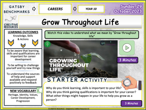 Grow Throughout Life - CDI Careers Lesson | Teaching Resources