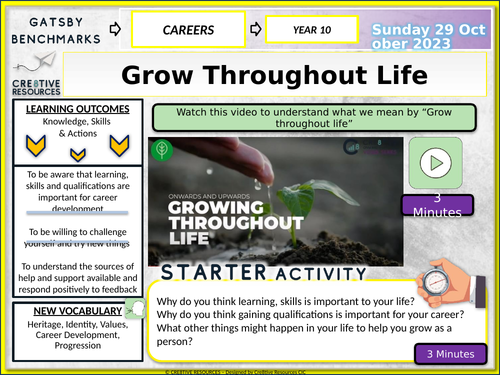 Grow Throughout Life - CDI Careers Lesson | Teaching Resources