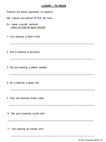 La Ropa - Spanish Clothing Activities | Teaching Resources