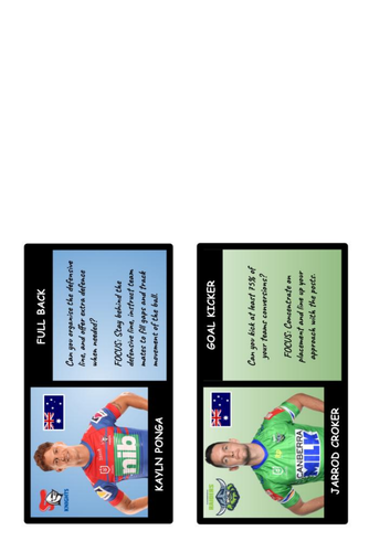 Rugby League Position Cards | Teaching Resources