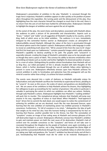 AQA Macbeth Ambition Essay Grade 9 | Teaching Resources