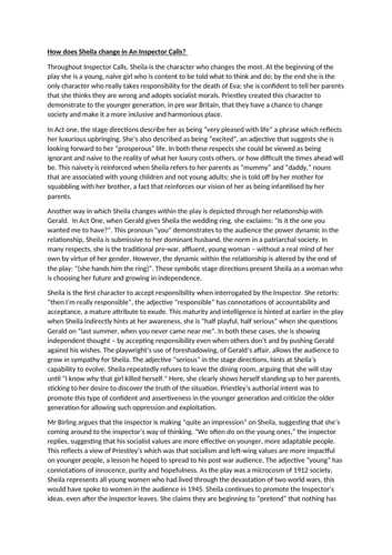 AQA An Inspector Calls Sheila Essay | Teaching Resources
