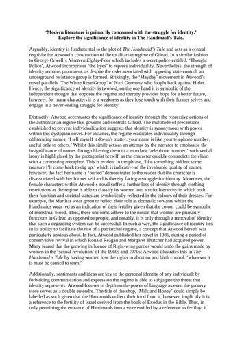 English Literature (AQA) Level 5/A* Essay on Margaret Atwood's The ...