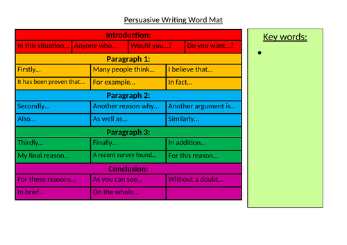 Persuasive Writing Word Mat KS2 | Teaching Resources
