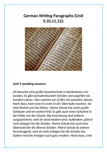 German Writing Paragraphs - GCSE 9-1 | Teaching Resources