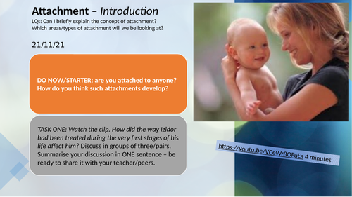 AQA Psychology - Attachment - Introduction | Teaching Resources