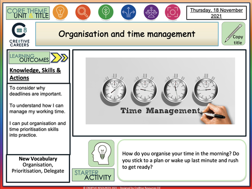 Organisation + Time Management | Teaching Resources