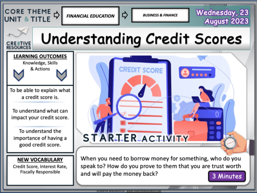 Understanding credit Scores | Teaching Resources