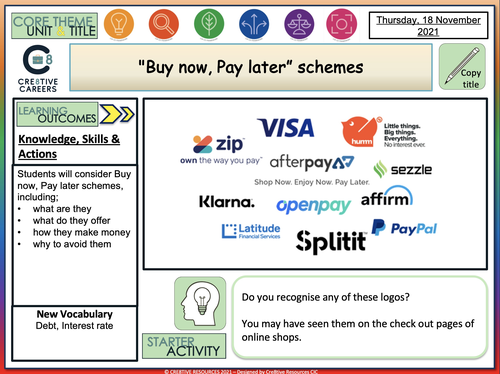 Financial education Lesson | Teaching Resources