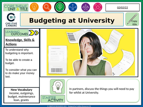 Budgeting for University Careers Lesson | Teaching Resources