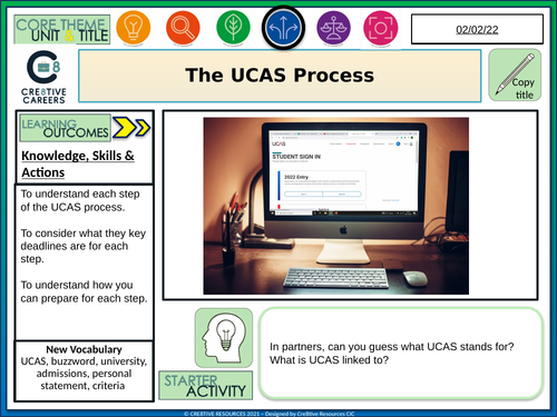 UCAS Process Applying Lesson | Teaching Resources