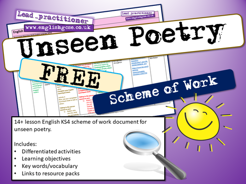Unseen Poetry Scheme of Work | Teaching Resources