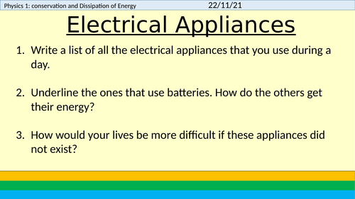 AQA GCSE Physics P1.08 Electrical Appliances | Teaching Resources