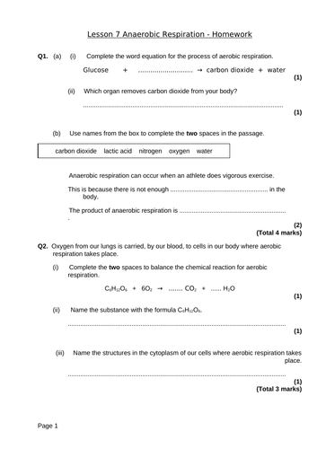 KS3 Science - 3.9.3 Breathing & Respiration - Lesson 7 - Anaerobic ...