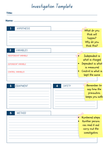 Investigation Template (The Scientific Method) | Teaching Resources