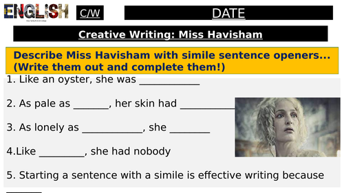 Miss Havisham Analysis and Creative Writing task Great Expectations ...
