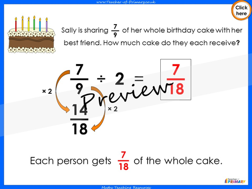 Dividing Fractions by Integers - Year 6 | Teaching Resources
