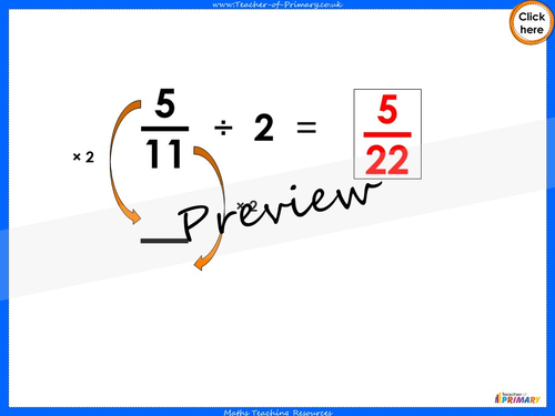 Dividing Fractions by Integers - Year 6 | Teaching Resources
