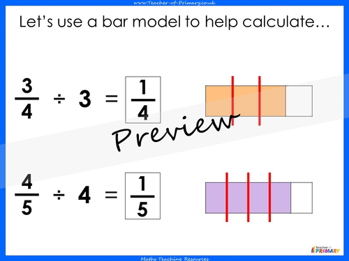 Dividing Fractions by Integers - Year 6 | Teaching Resources
