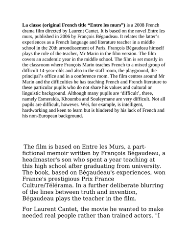 A LEVEL FRENCH LA CLASSE film study - revision notes | Teaching Resources