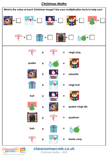 LKS2 French Christmas Maths Resource Pack | Teaching Resources
