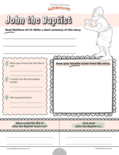 John The Baptist Activity Pages