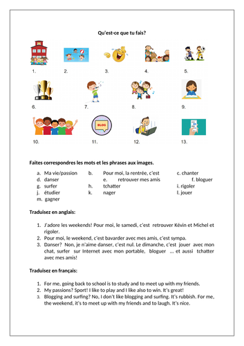 Dynamo 1 - Module 1 - Qu’est-ce que tu fais? - Page 19 - Worksheet ...