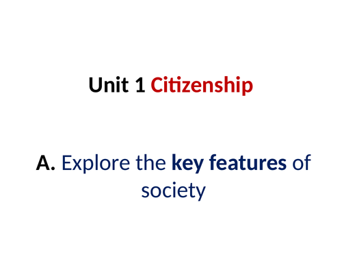 Uniformed Protective Services Unit 1 Citizenship Section A | Teaching ...