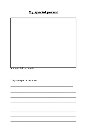 My Special Person - PSHE | Teaching Resources