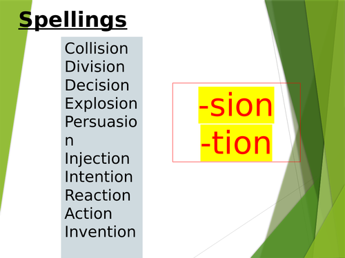 Sion and tion spellings | Teaching Resources