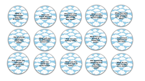 End of the day questions | Teaching Resources