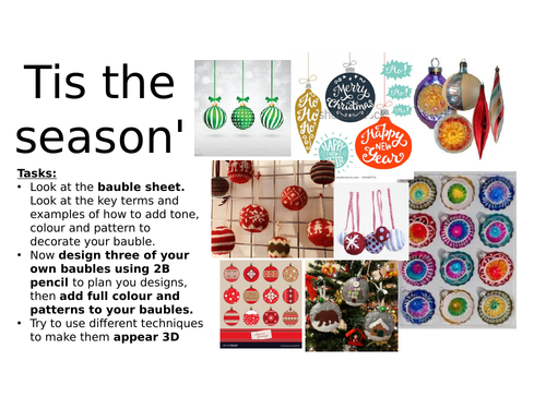 Christmas/Festive bauble Easy Art Cover | Teaching Resources