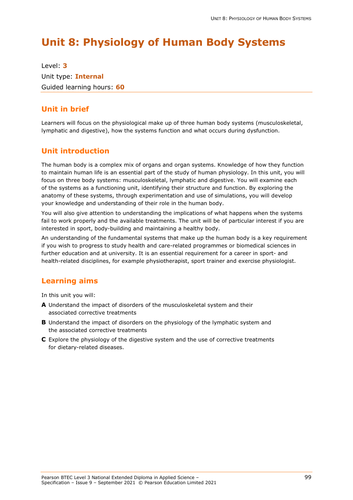 Btec Applied Sci U8 - Aim A - The impact of disorders of the ...
